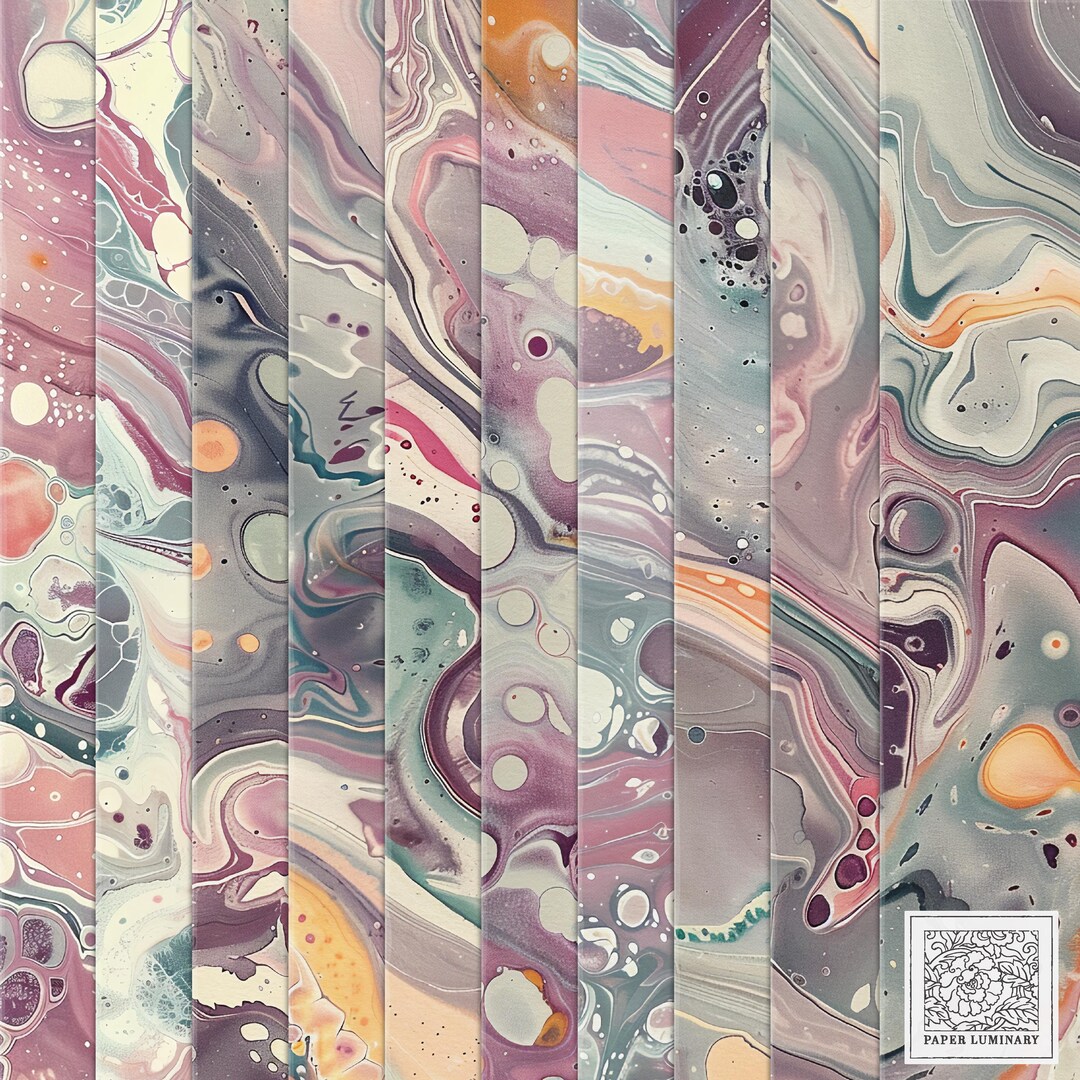 Marbled Agate Digital Printable Paper Set - Junk Journal Papers ...