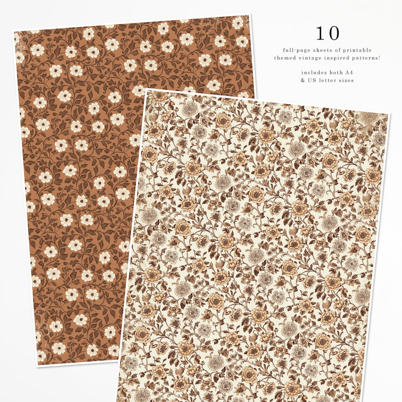 Heritage Brown Digital Printable Paper Set - Vintage Junk Journal ...