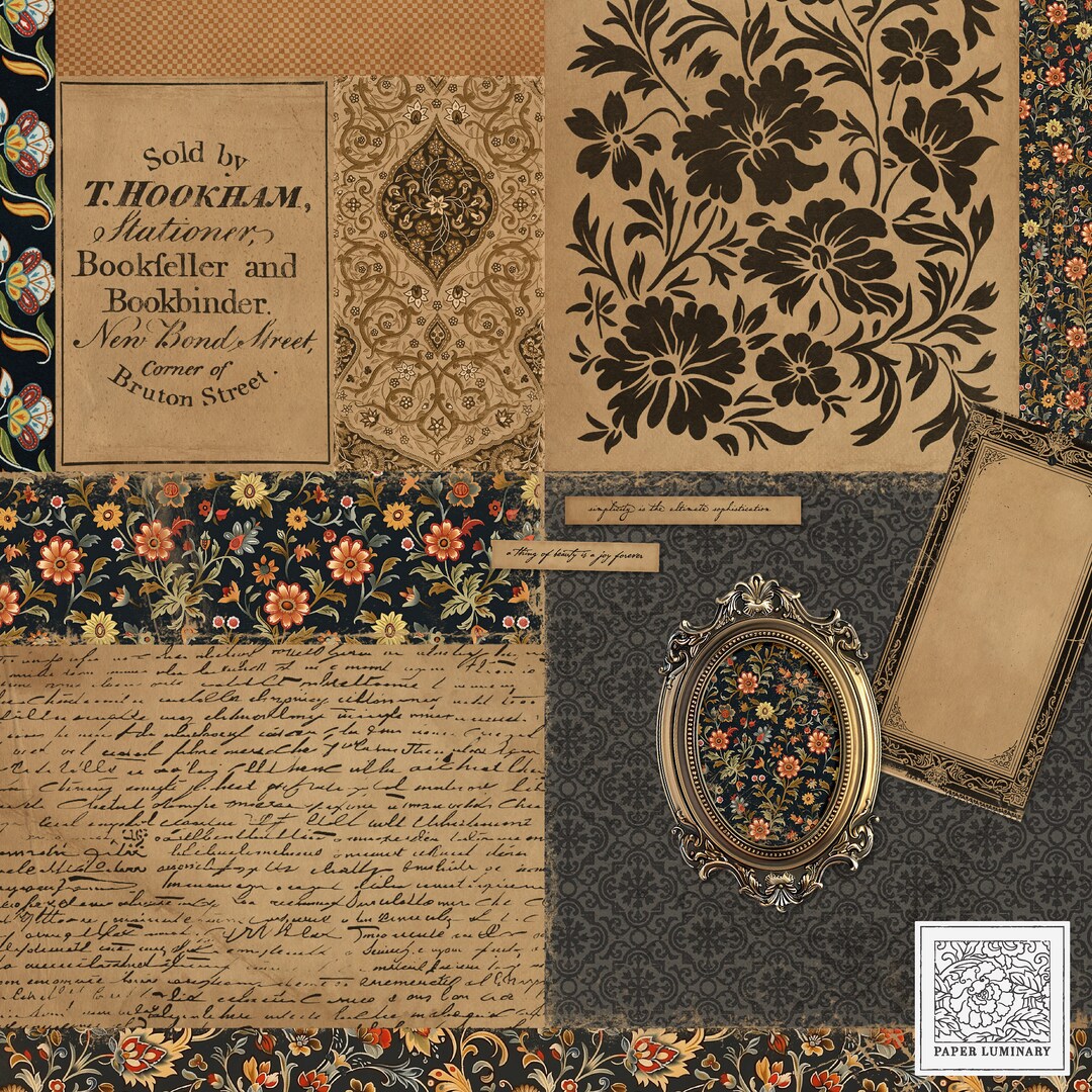 Vintage Luxe Digital Printable Journal Kit Add-ons - Vintage Ephemera for Junk Journals, Digital ...