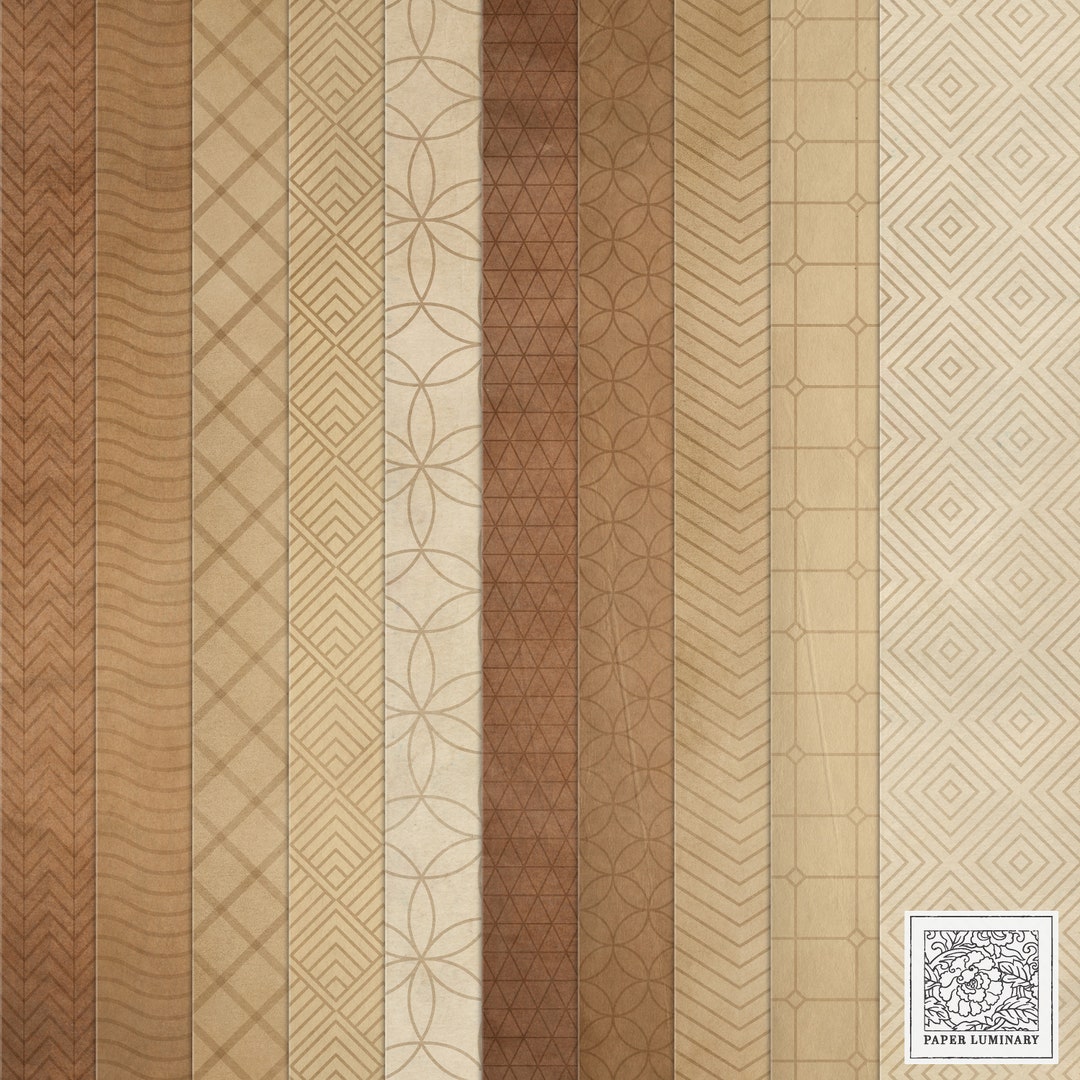 Geometric Vintage Basics Digital Printable Paper Set - Brown Vintage ...