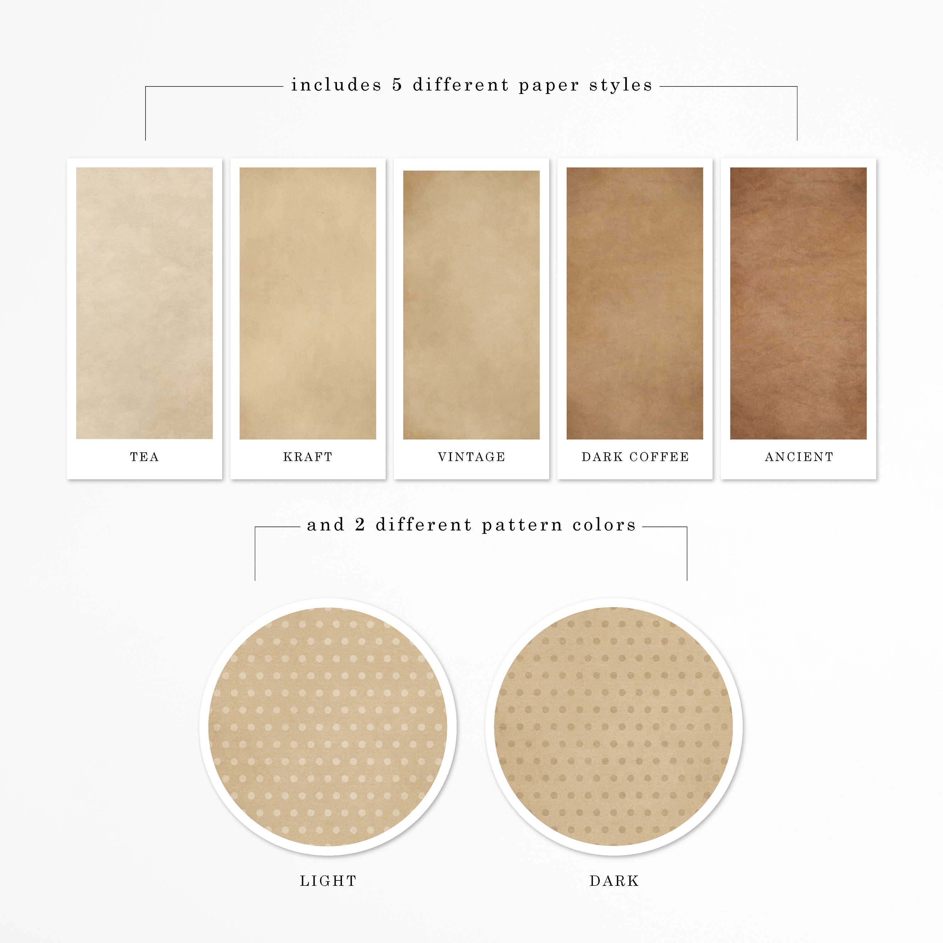 Dotted Vintage Basics Digital Printable Paper Set Brown Vintage Rustic ...