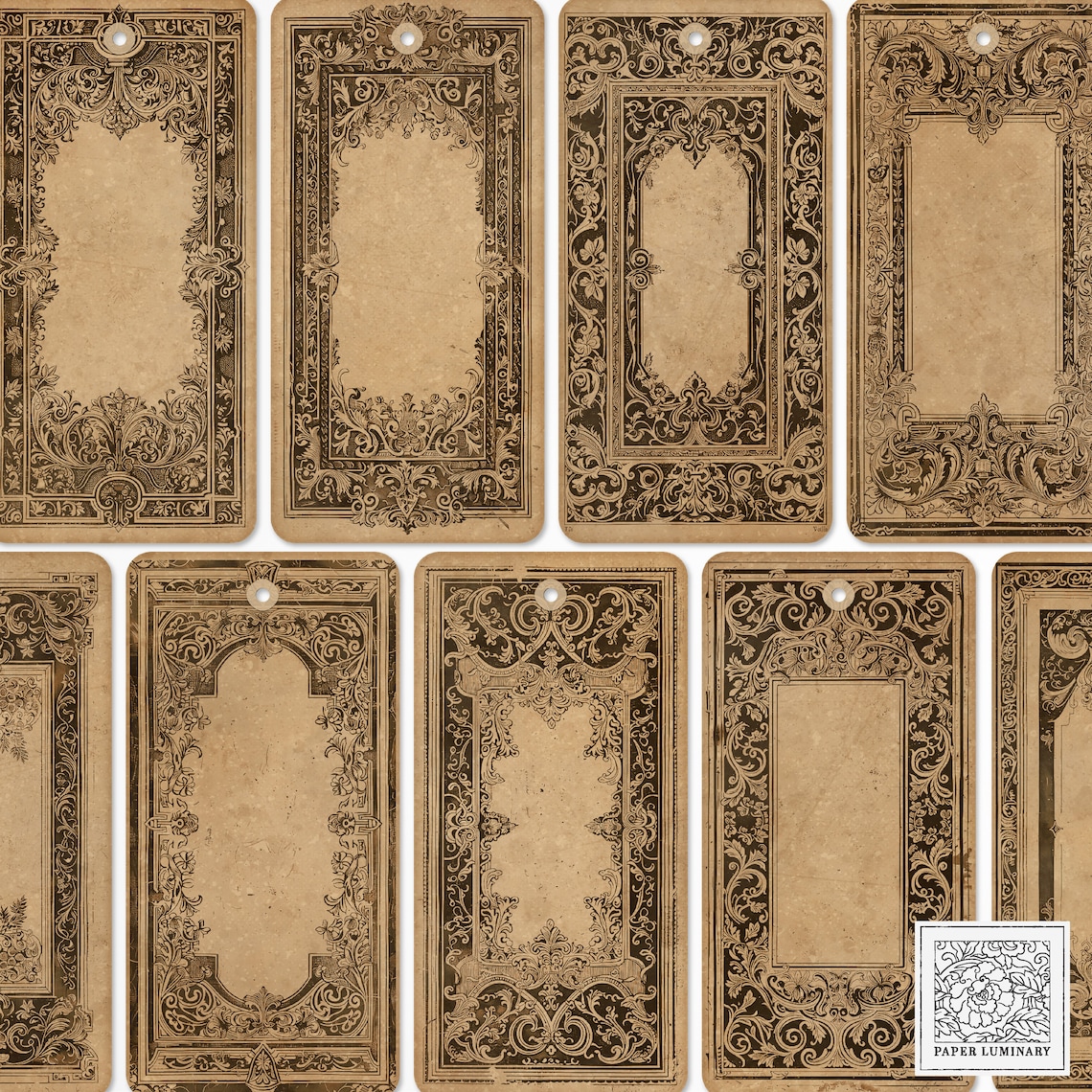 Vintage Victorian Ornate Border Digital Printable Junk Journal Tags ...