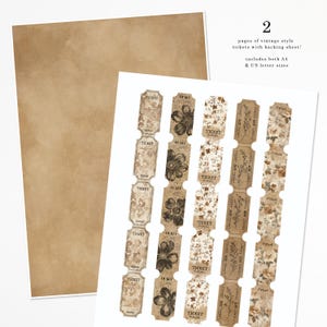 Sepia Botanical Printable Vintage Style Tickets - Junk Journal Ephemera ...