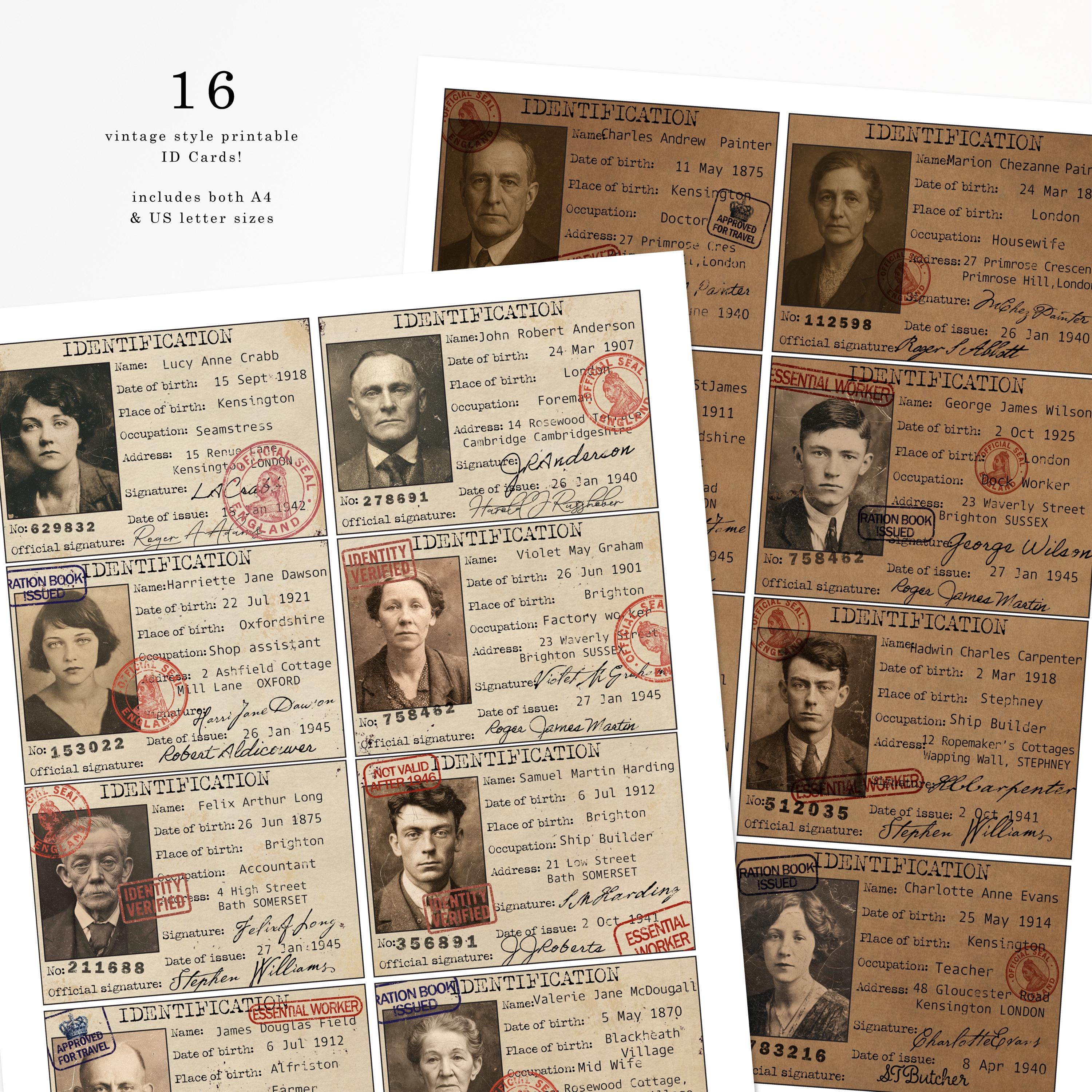 Vintage | Printable Identity Cards Set 01 - Junk Journal Collage ...