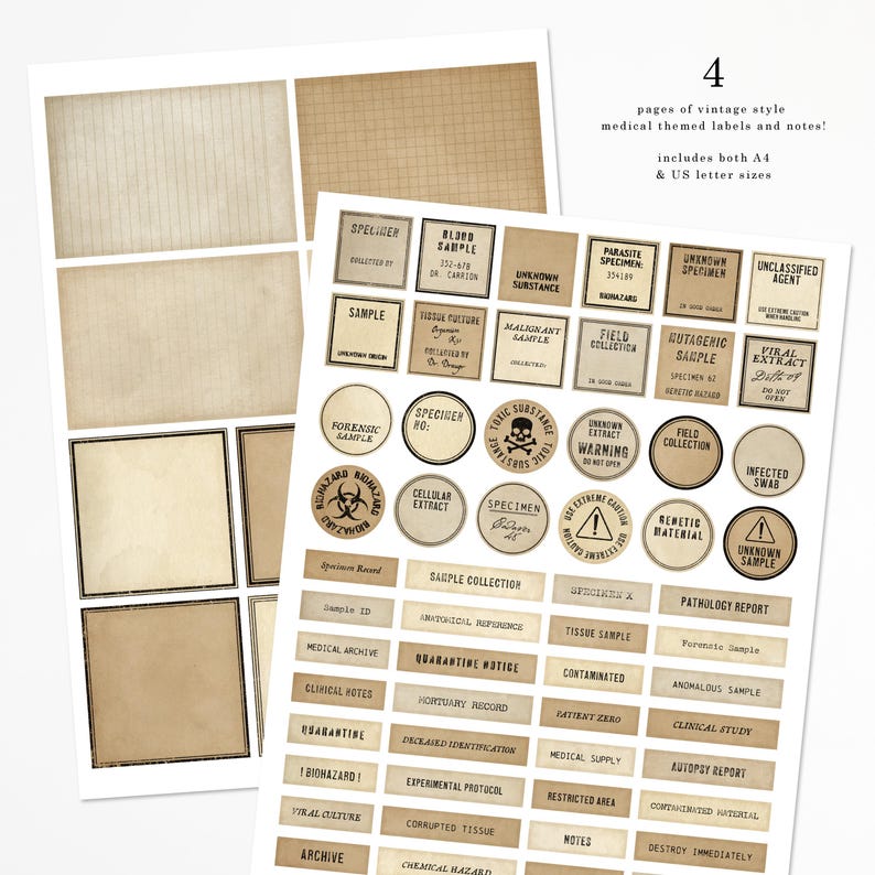 Vintage Medical Ephemera: Printable Labels, Notes Collage (digital ...