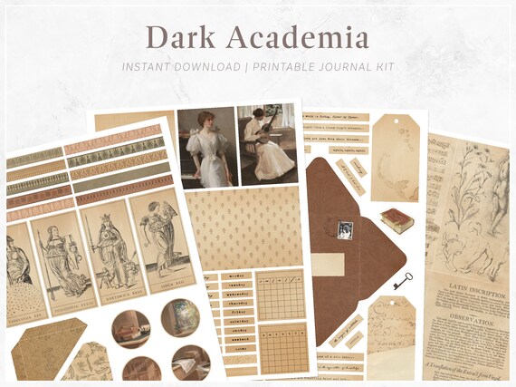Dark Academia Printable Kit for Planner Bullet Journal | Etsy