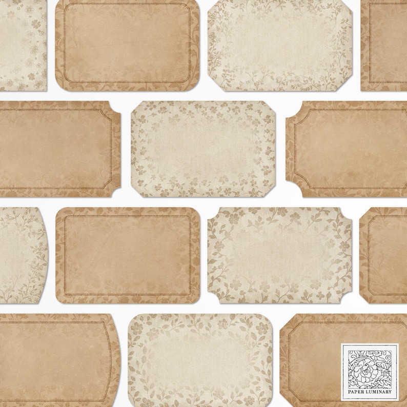 Vintage Brown Paper Decorative Vintage Labels Set - Junk Journal ...