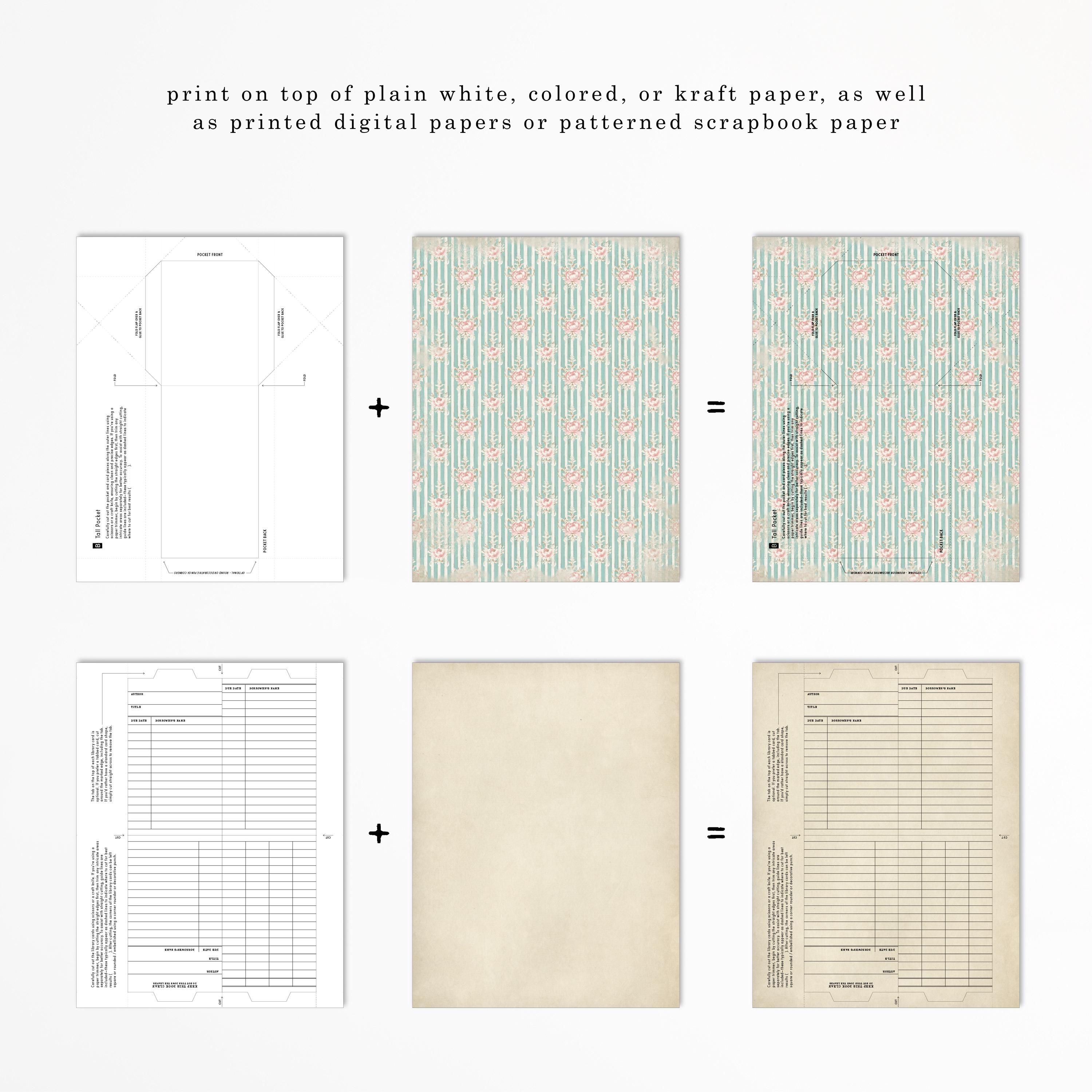 Library Pockets + Cards Print-over Template (black & White) - Vintage ...