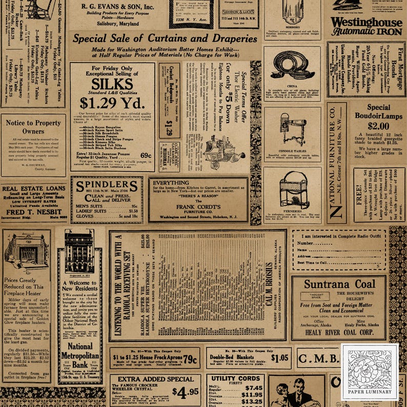 Vintage Printable Paper Bits House & Home Set 01 - Junk Journal Collage ...