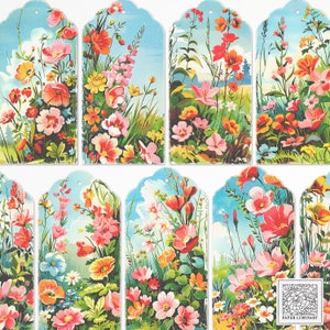 Vintage Meadow Flower Journal Tags: Printable Ephemera (digital ...