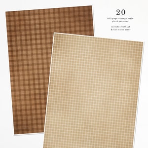 Plaid Vintage Paper Set: Rustic Brown Patterns (digital Download) - Etsy