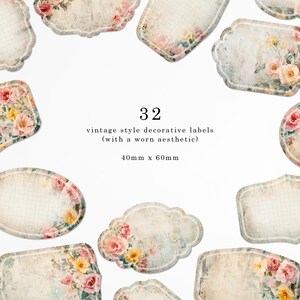 Shabby Floral Decorative Vintage Labels Set - Junk Journal Collage ...