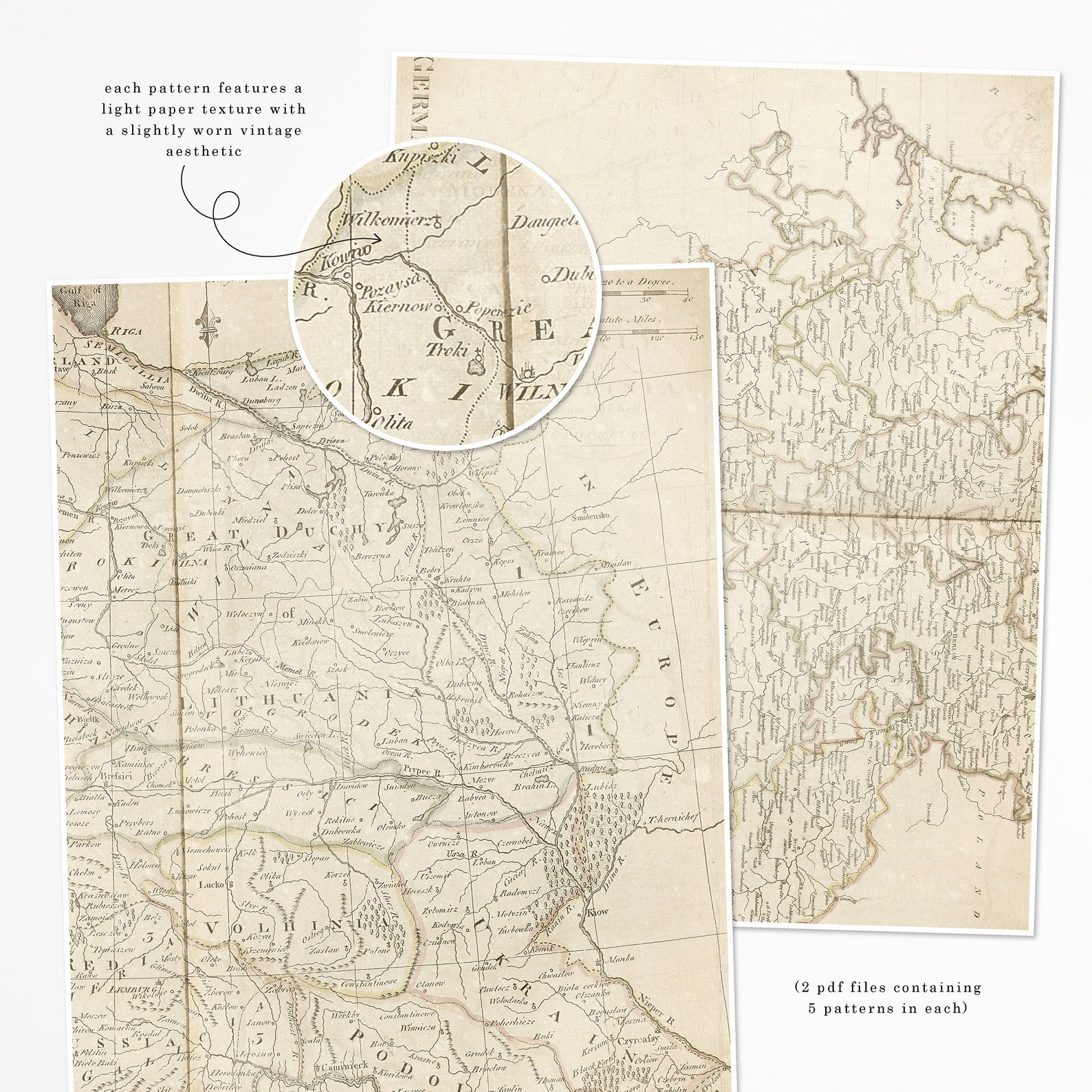 Vintage Parchment Maps Digital Paper Set: Junk Journal, Scrapbooking ...