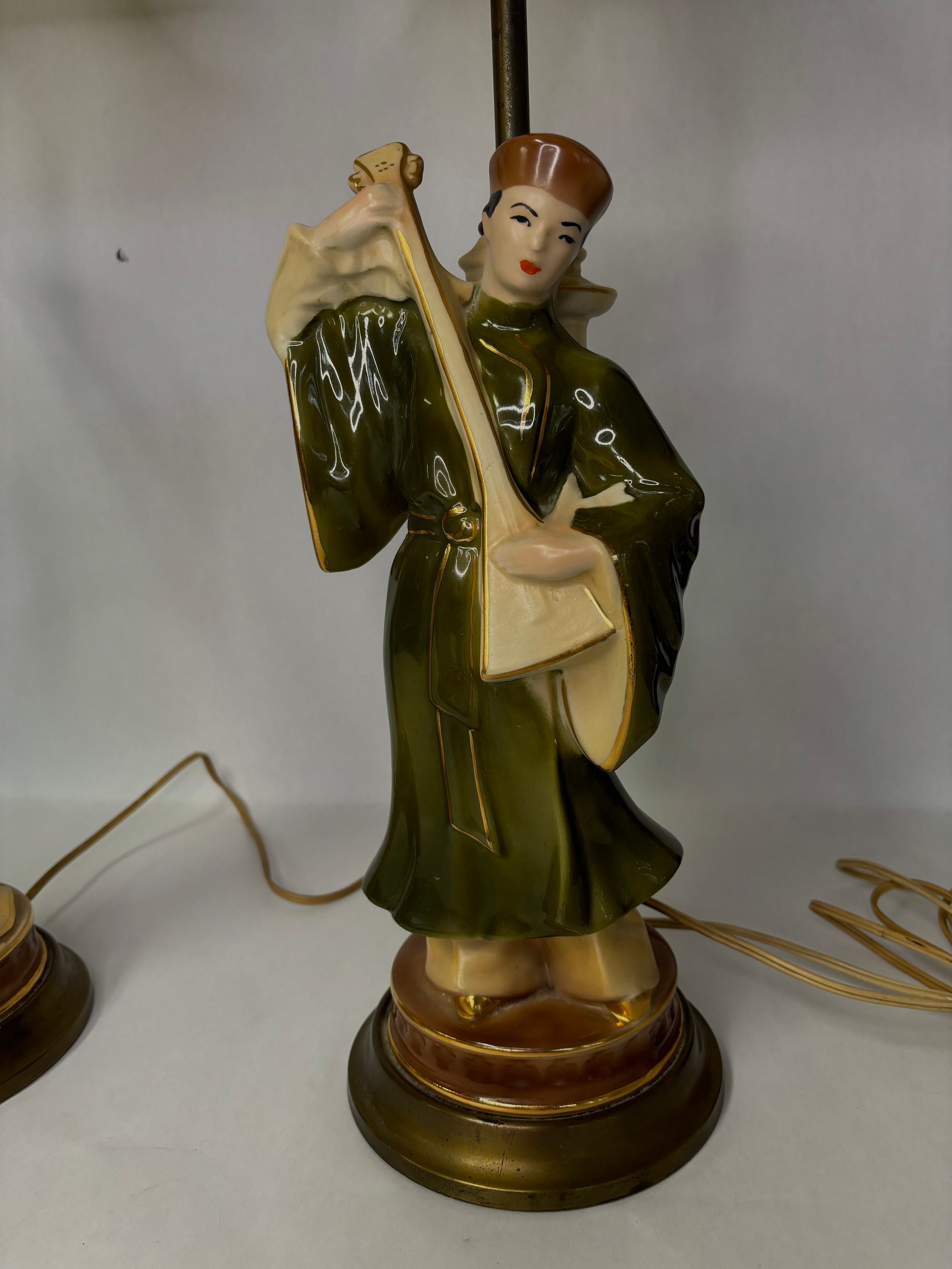 Art Deco MCM Porcelain,female & Male Figurine Lamp Pair - Etsy