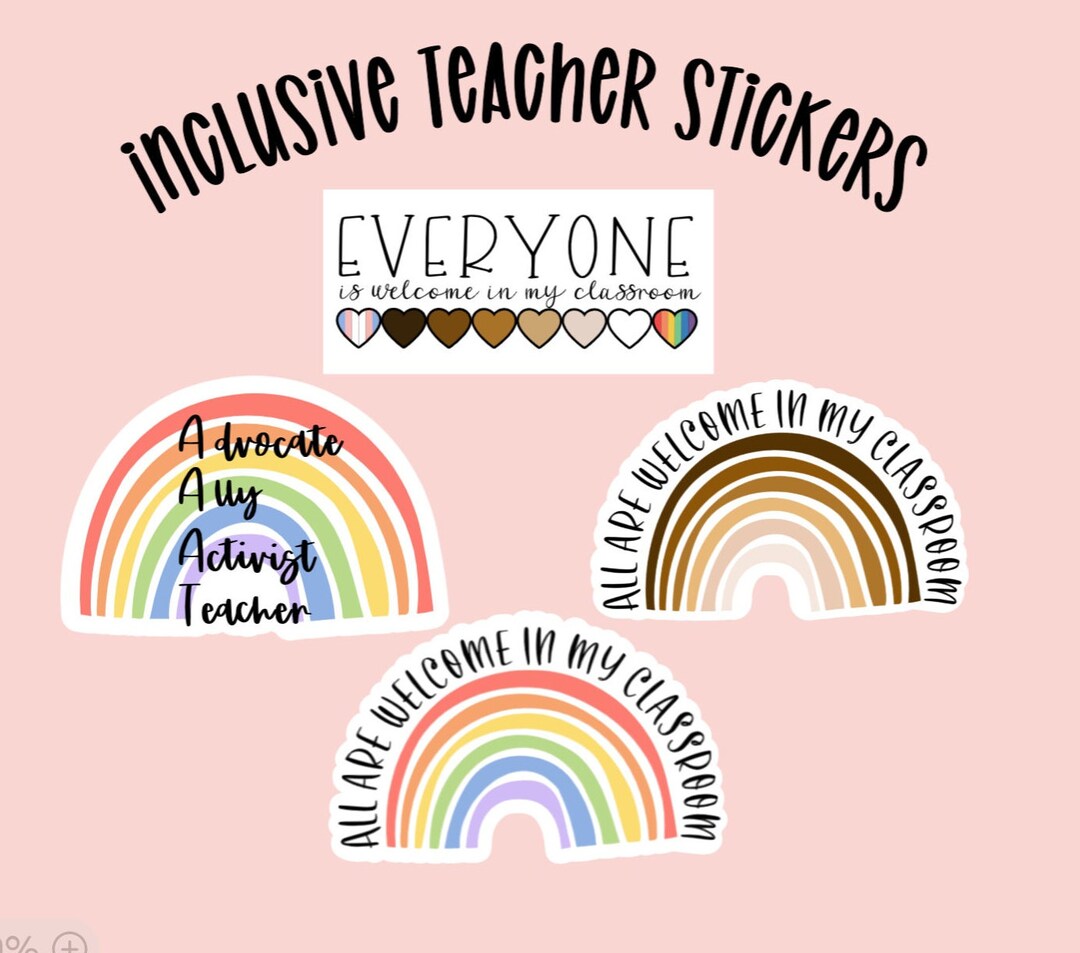 Teacher Sticker - All Are Welcome in My Classroom - Inclusive Teacher ...