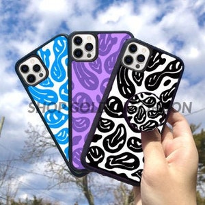 Smiley face pattern phone case trippy melting smiley face | Etsy