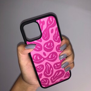 Smiley Face Pattern Phone Case, Trippy Melting Smiley Face iPhone Case, Dripping Smiley Face ...