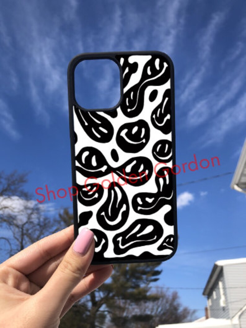 Smiley face pattern phone case trippy melting smiley face | Etsy