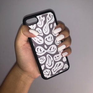 Smiley Face Pattern Phone Case, Trippy Melting Smiley Face iPhone Case, Dripping Smiley Face ...