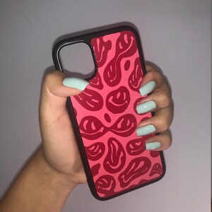 Smiley Face Pattern Phone Case, Trippy Melting Smiley Face iPhone Case ...