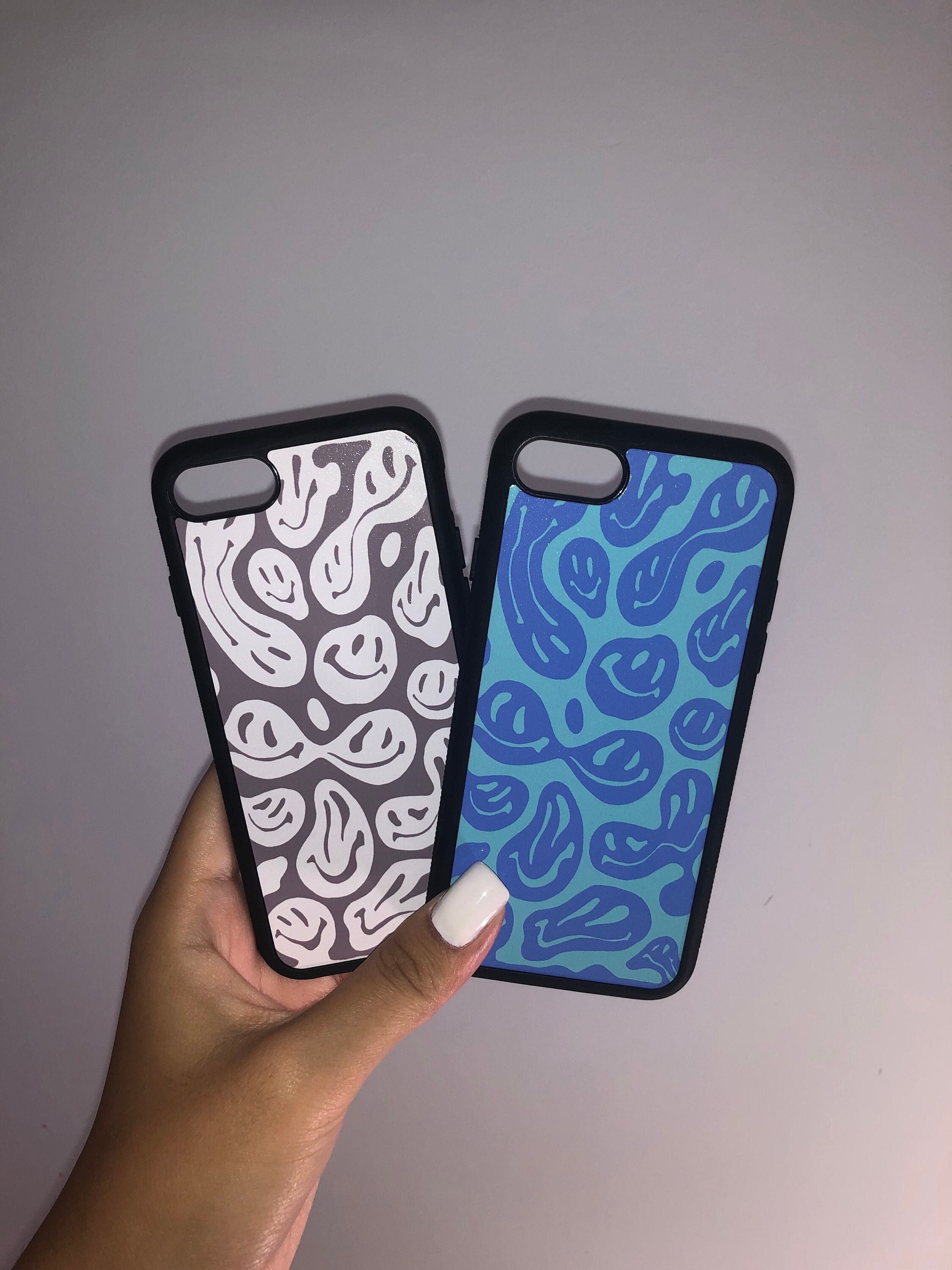 Smiley Face Pattern Phone Case, Trippy Melting Smiley Face iPhone Case, Dripping Smiley Face ...