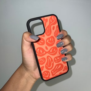 Smiley Face Pattern Phone Case, Trippy Melting Smiley Face iPhone Case, Dripping Smiley Face ...