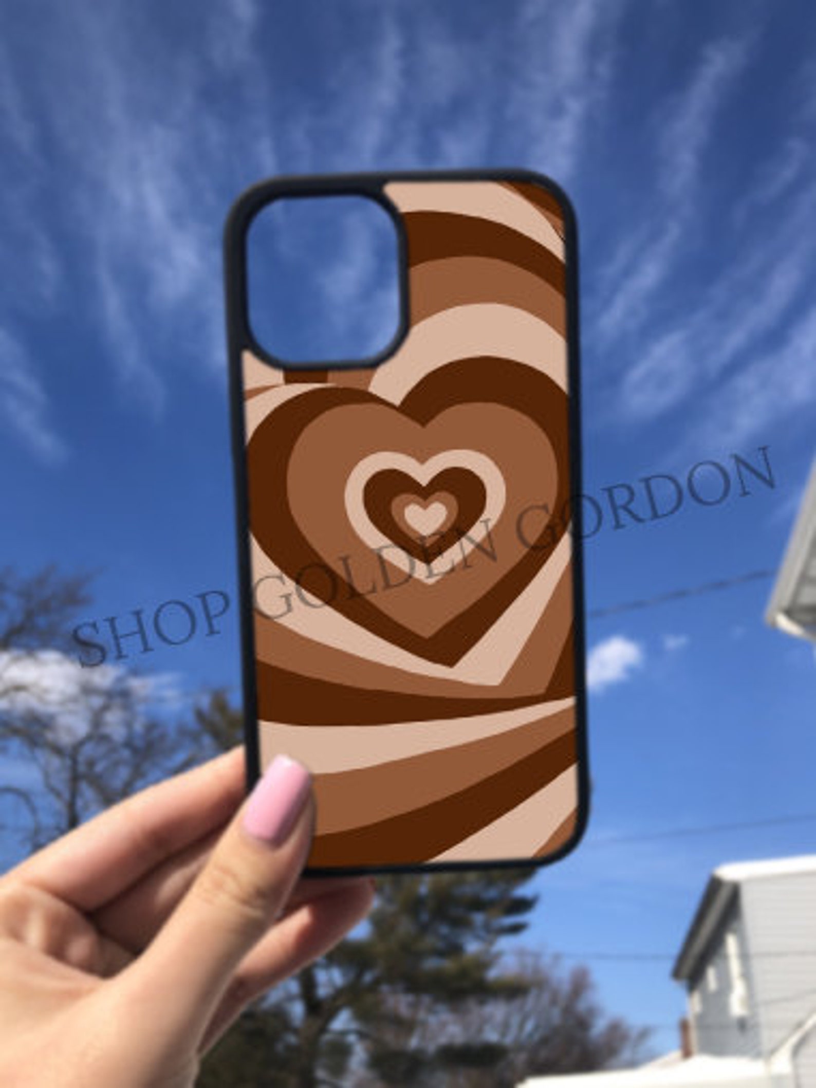 Heart Phone Case Brown Swirl Heart Phone Case Love Sweet | Etsy