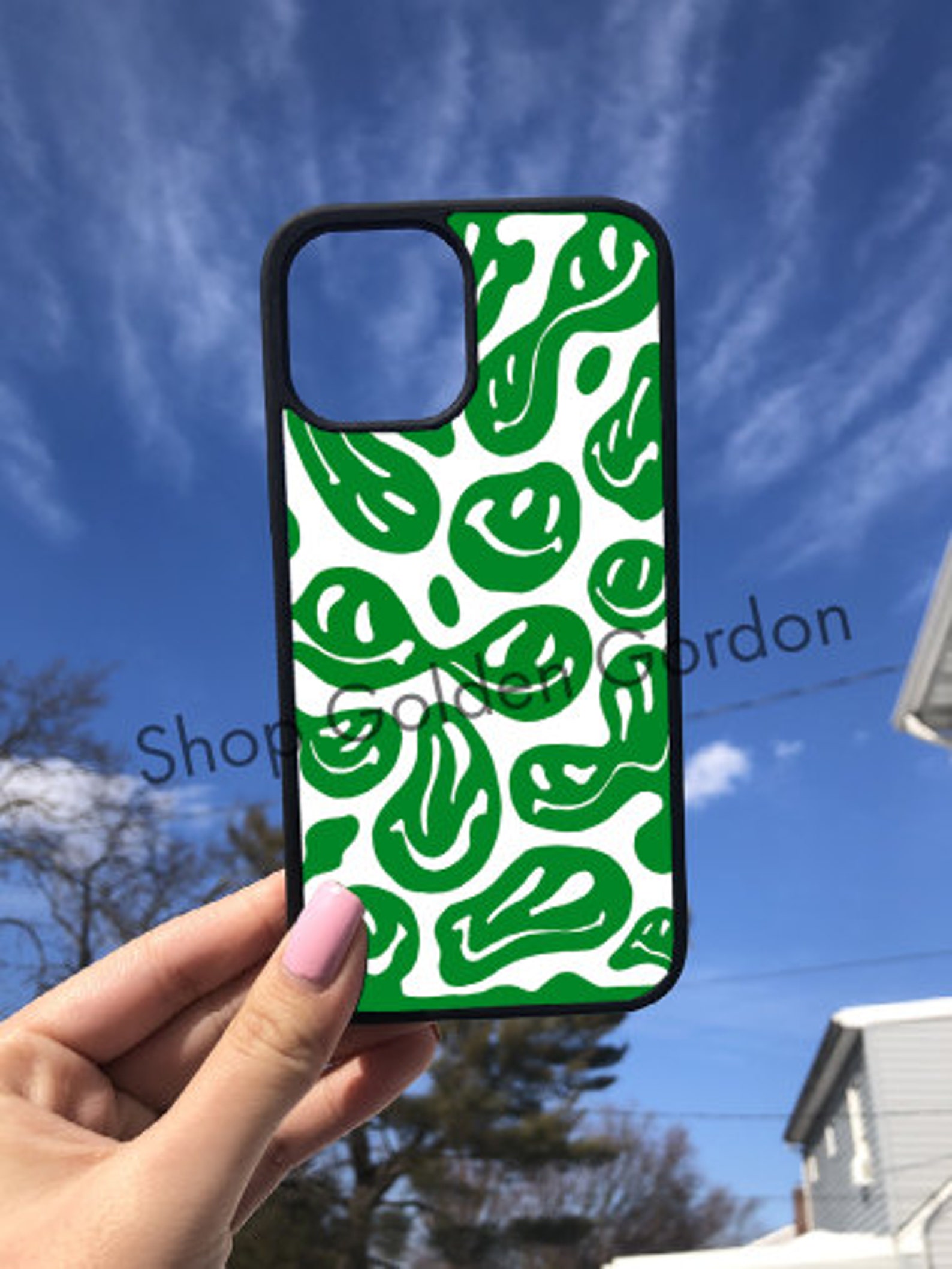 Smiley face pattern phone case trippy melting smiley face | Etsy