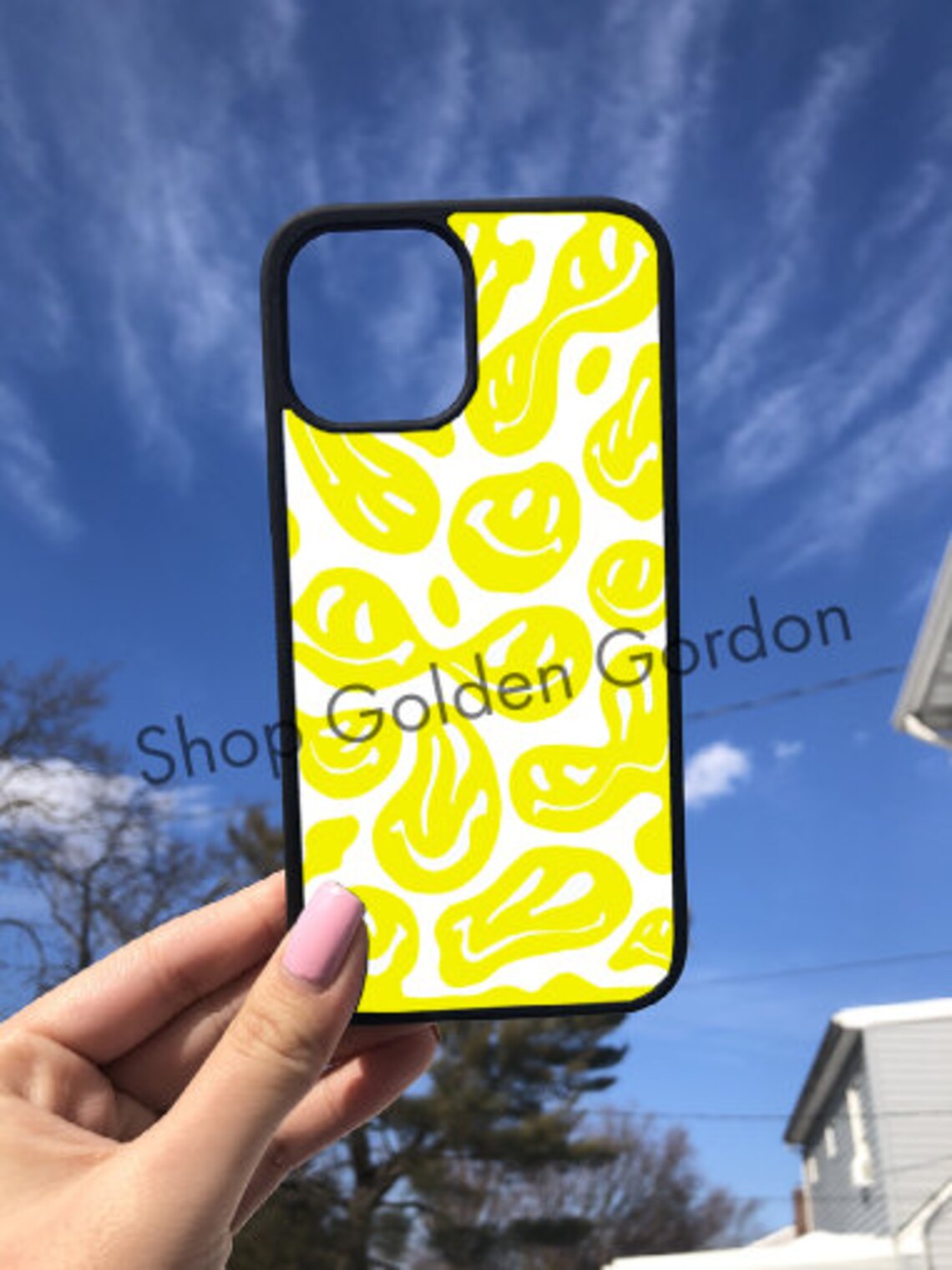 Smiley face pattern phone case trippy melting smiley face | Etsy