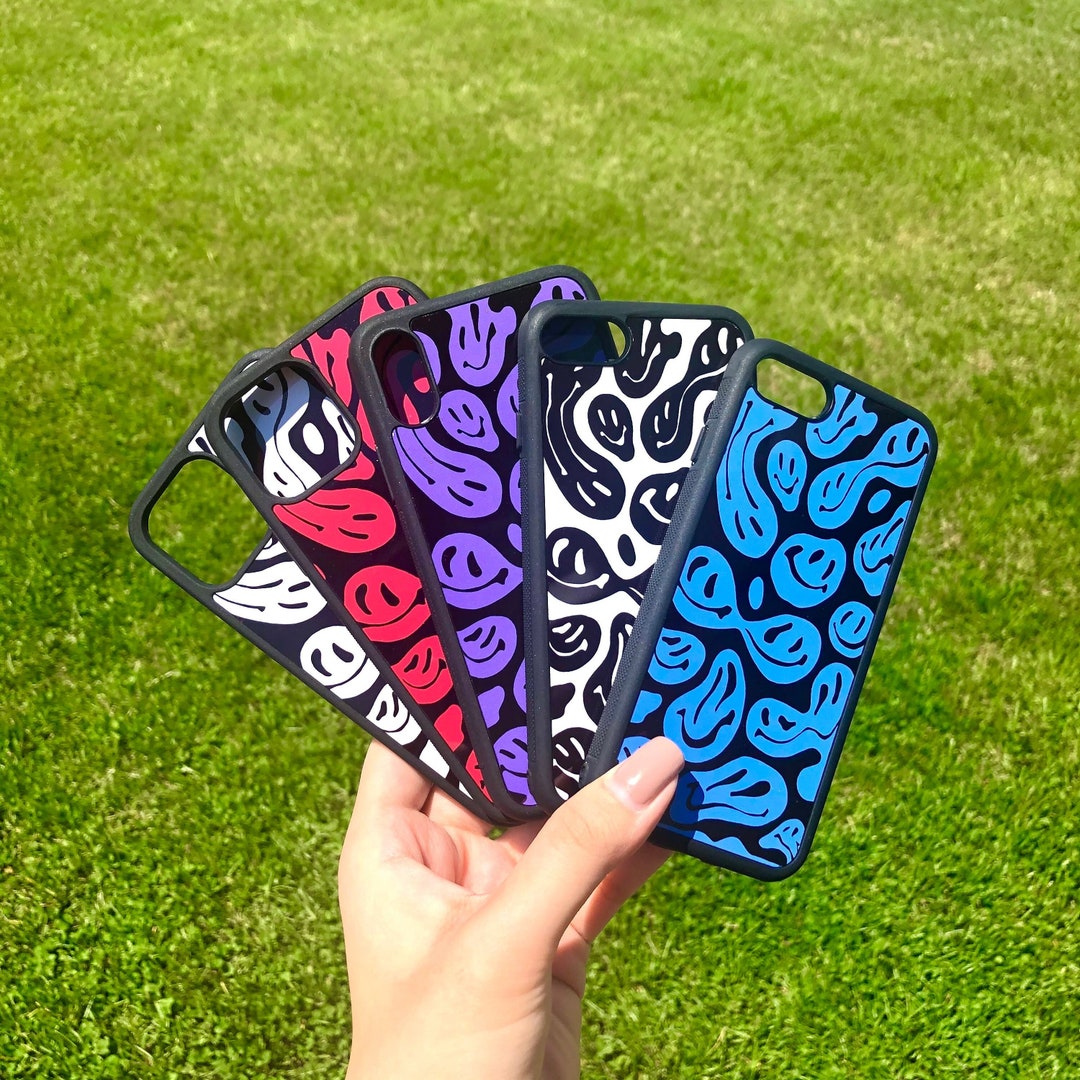 Magnetic Option Smiley Face Phone Case, Trippy Melting Smiley Face iPhone Case, Dripping Smiley ...