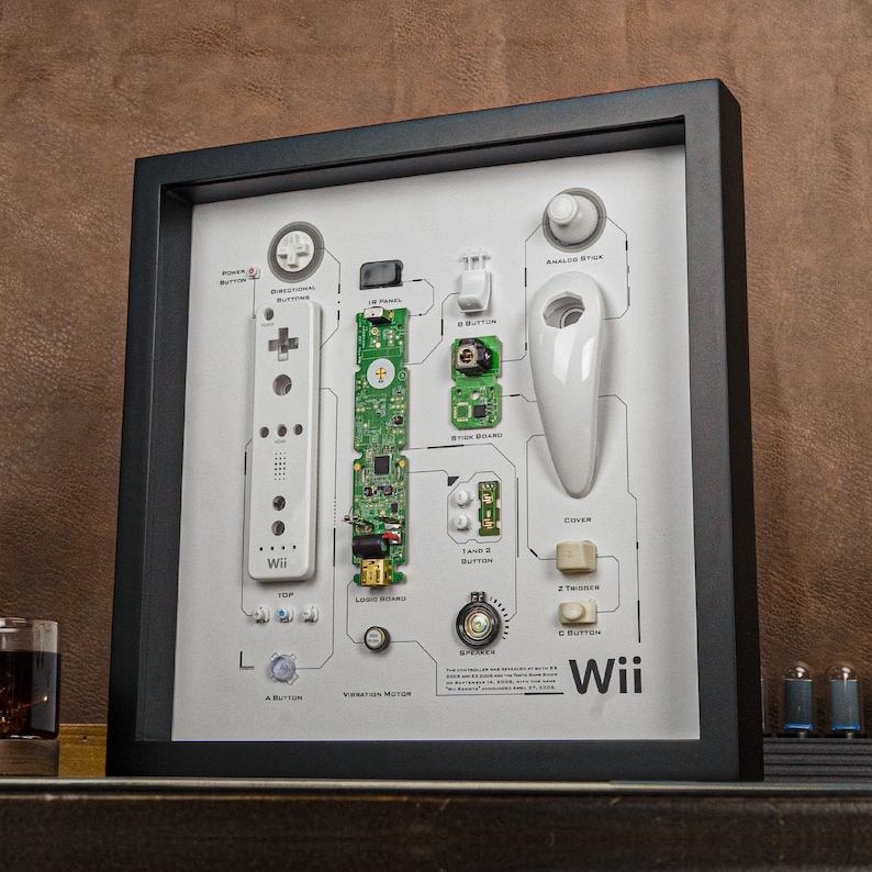 Framed Nintendo Wii Remote Art - Disassembled Controller, Gamer Gift ...