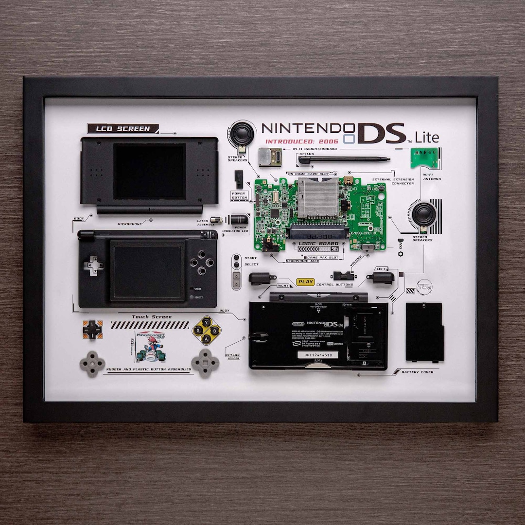 Framed Nintendo DS Lite NDSL Disassembled Game Console Tear Down Wall ...