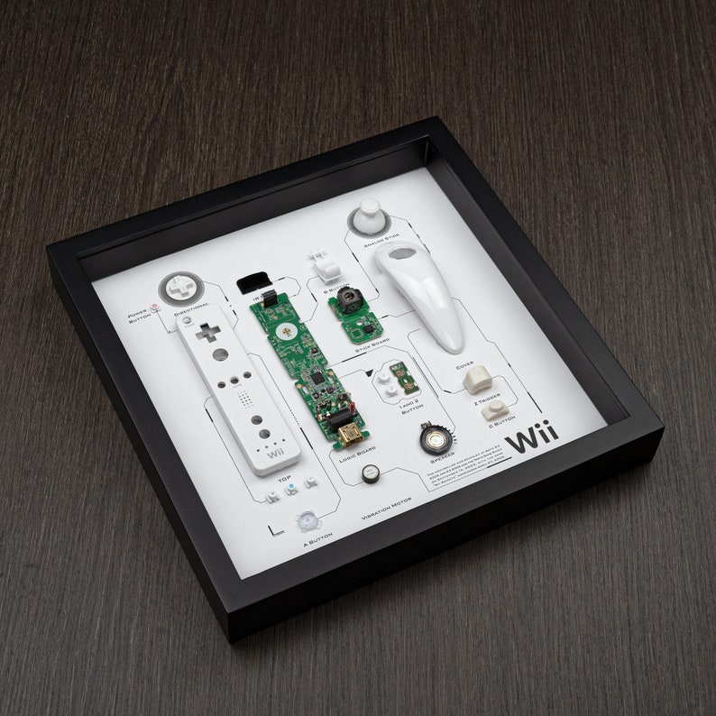 Framed Nintendo Wii Remote Art - Disassembled Controller, Gamer Gift ...