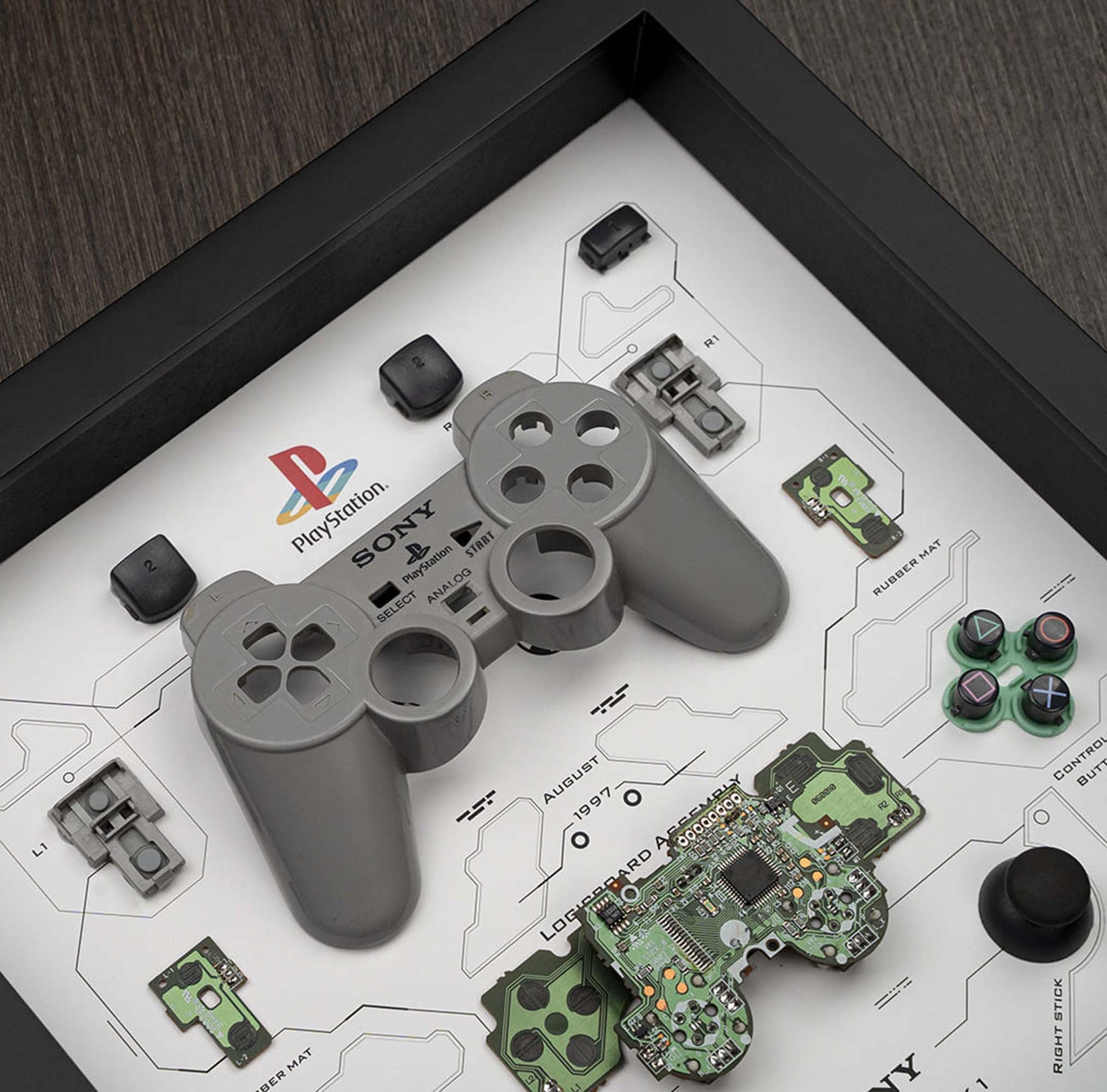 Framed Dualshock Analog Controller for Sony Playstation Disassembled ...