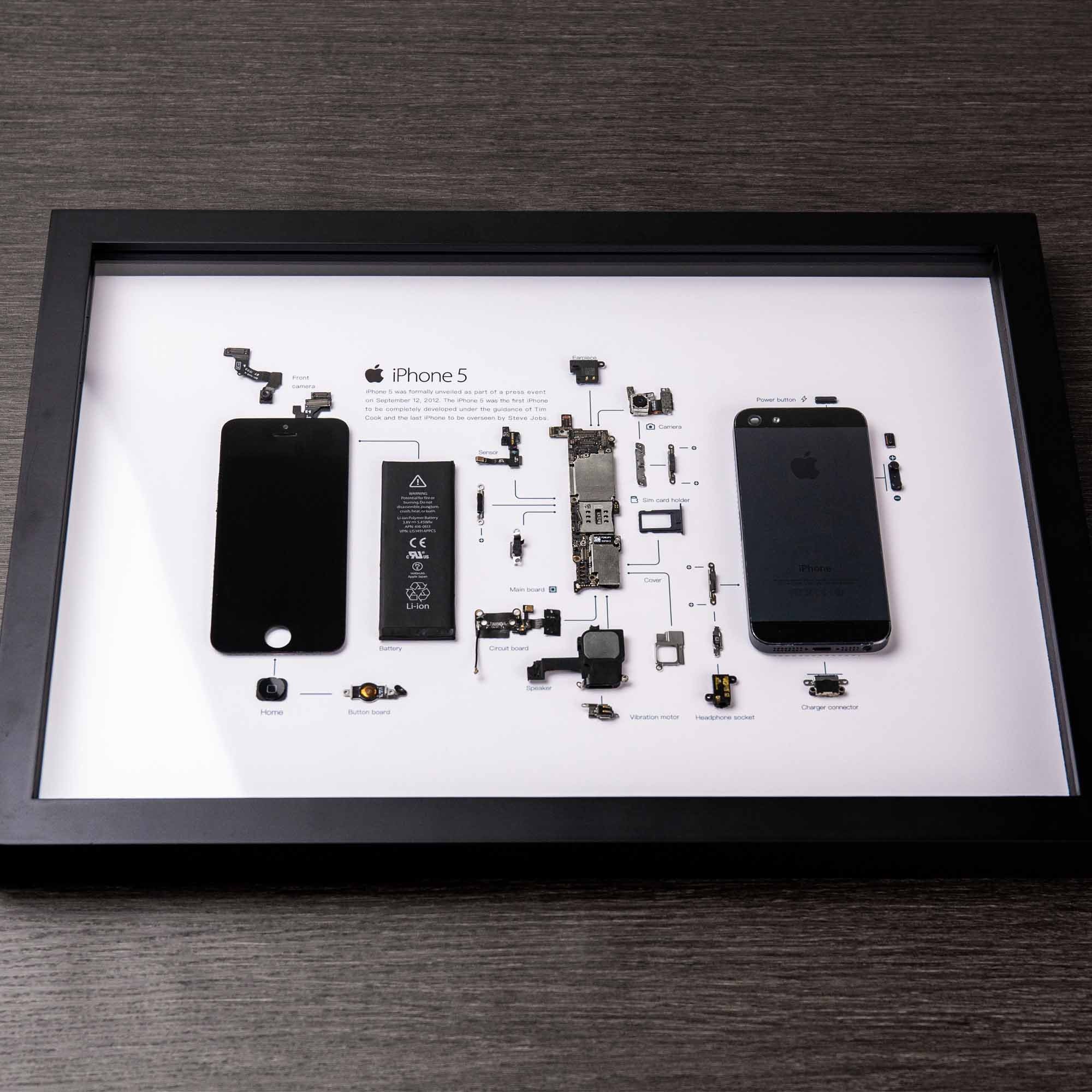 フレーム入り iPhone 5 分解電話分解 iPhone ウォールアート フレーム入り iPhone 5 分解電話分解 iPhone ウォールアート