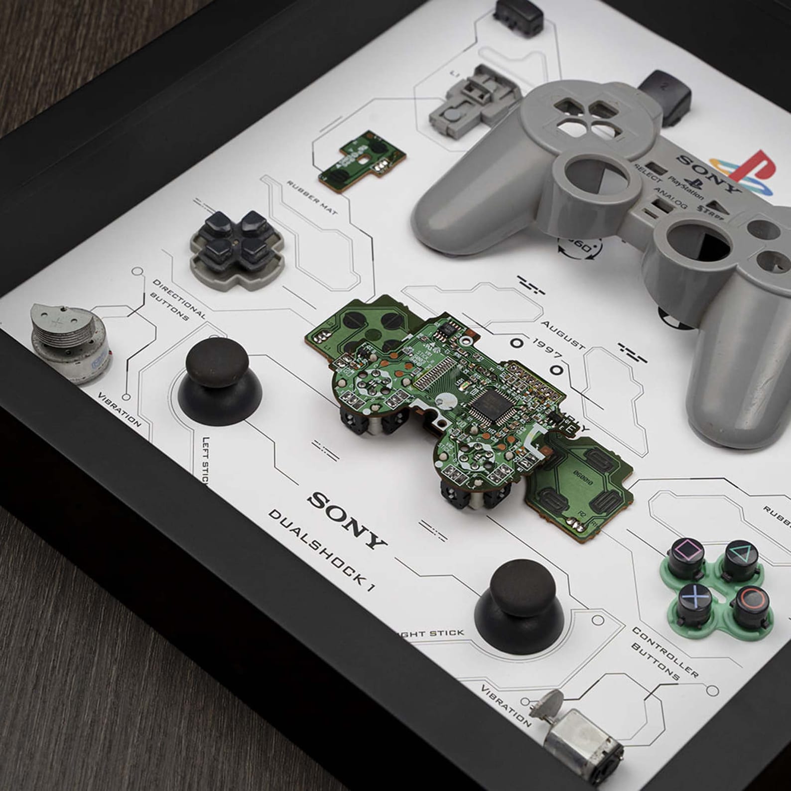 Framed Dualshock Analog Controller for Sony Playstation Disassembled ...