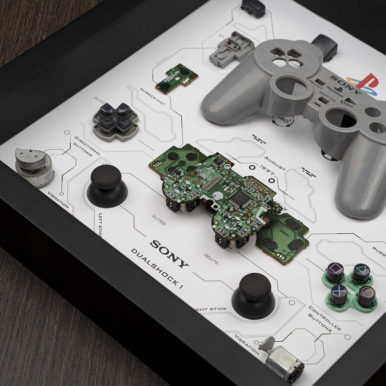 Framed Disassembled Playstation Controller Art, Tech Gift - Etsy