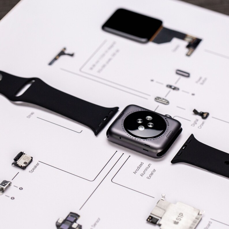 Framed Apple Watch 1st Gen Disassembled Art: Tech Wall Decor - Etsy