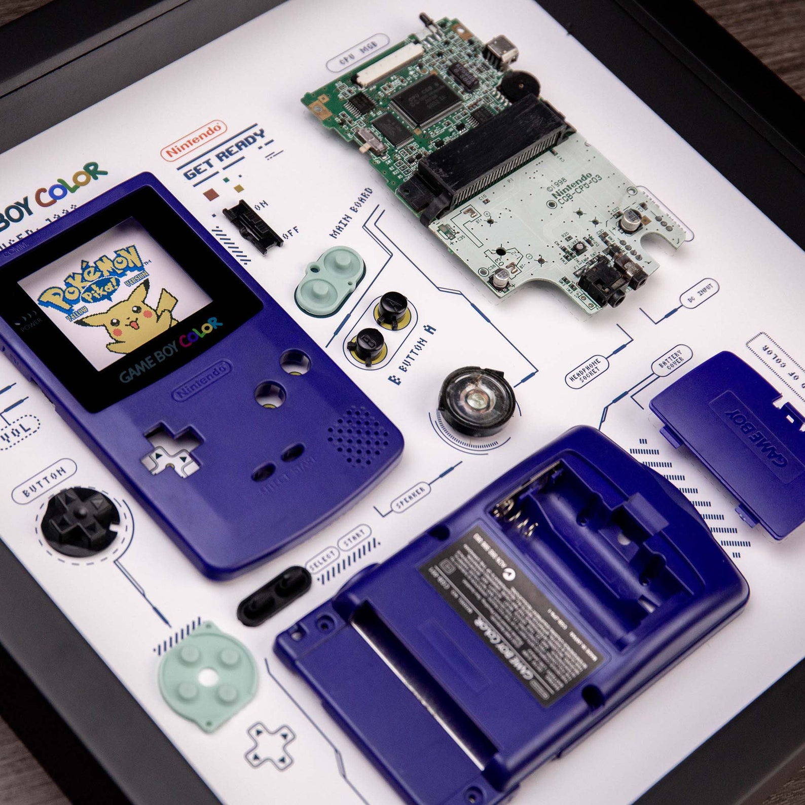 Framed Nintendo Game Boy Color GBC Disassembled Game Console - Etsy