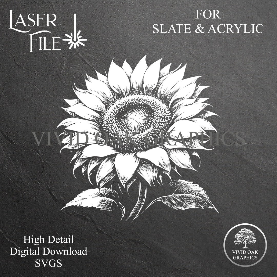 Sunflower Engrave File SVG for Slate & Acrylic (digital Download) - Etsy