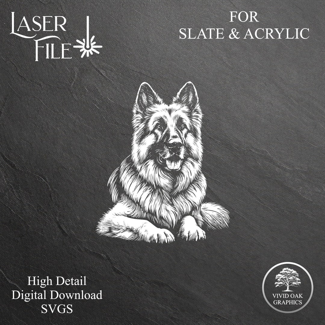 German Shepherd 3 - High Detail Engrave File SVG, Digital Download ...