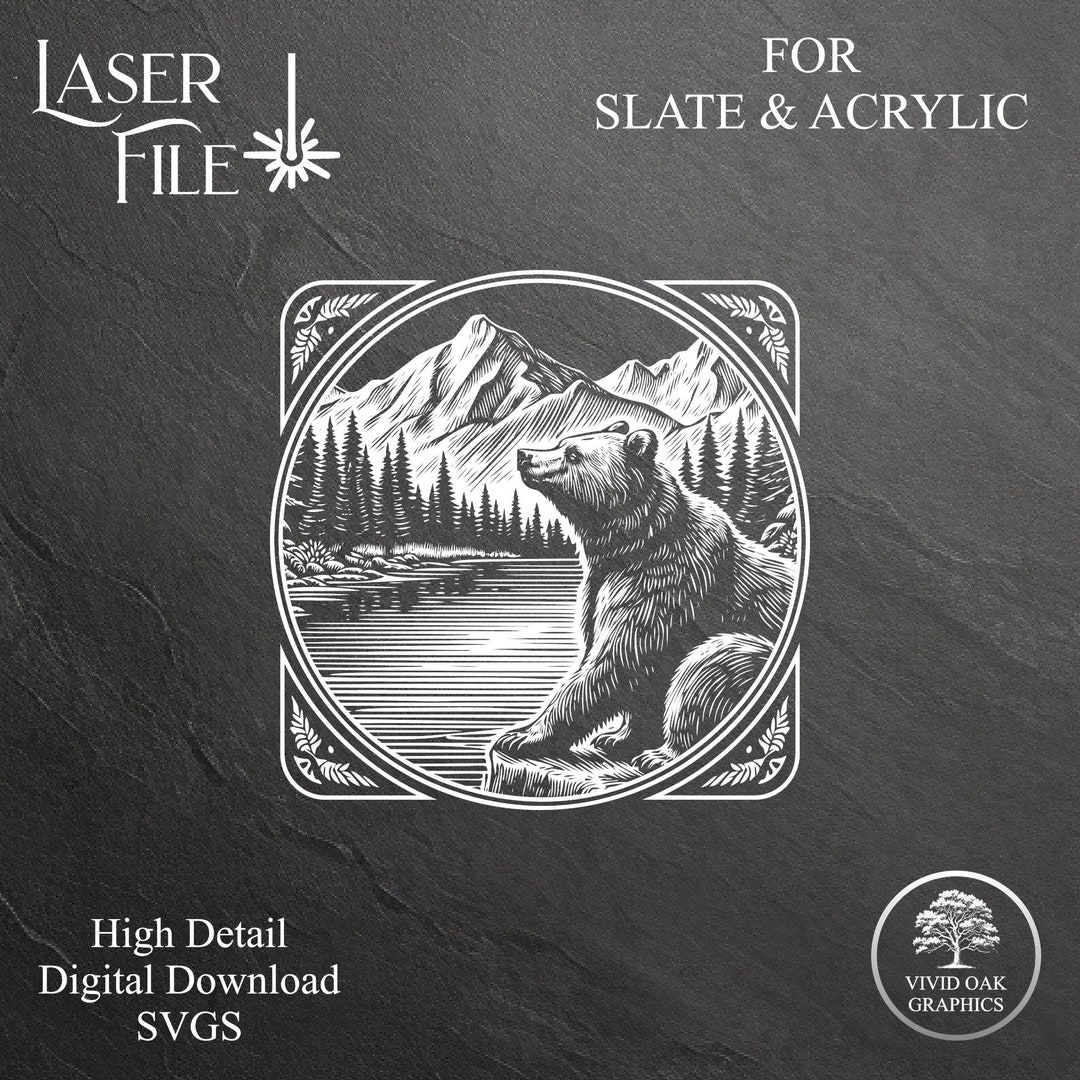 Slate Bear Coaster 4 Engrave Files, SVG, Instant Digital Download Files ...