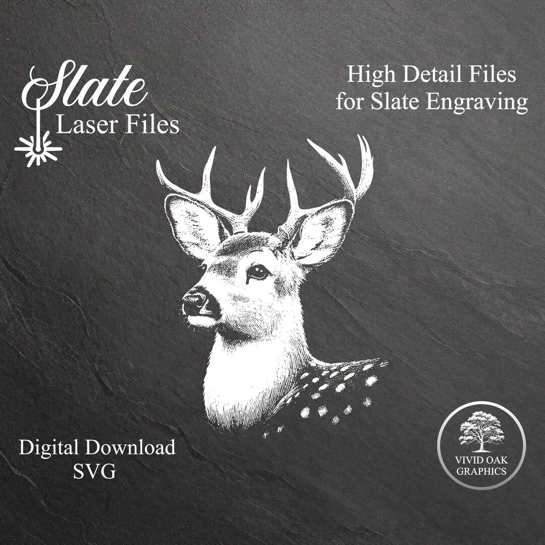 White Tail Deer Engrave SVG File: Slate & Acrylic Laser (digital ...