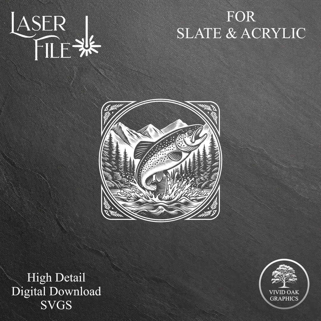 Slate Trout Coaster 4 - Engrave Files, SVG, Instant Digital Download ...