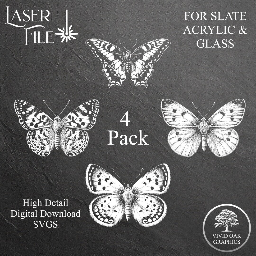 Butterfly SVG Laser Engrave Files: Slate, Acrylic, Glass (digital ...