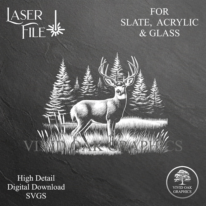 Mule Deer Laser Engraving SVG Bundle | Slate, Glass and Acrylic Engrave ...