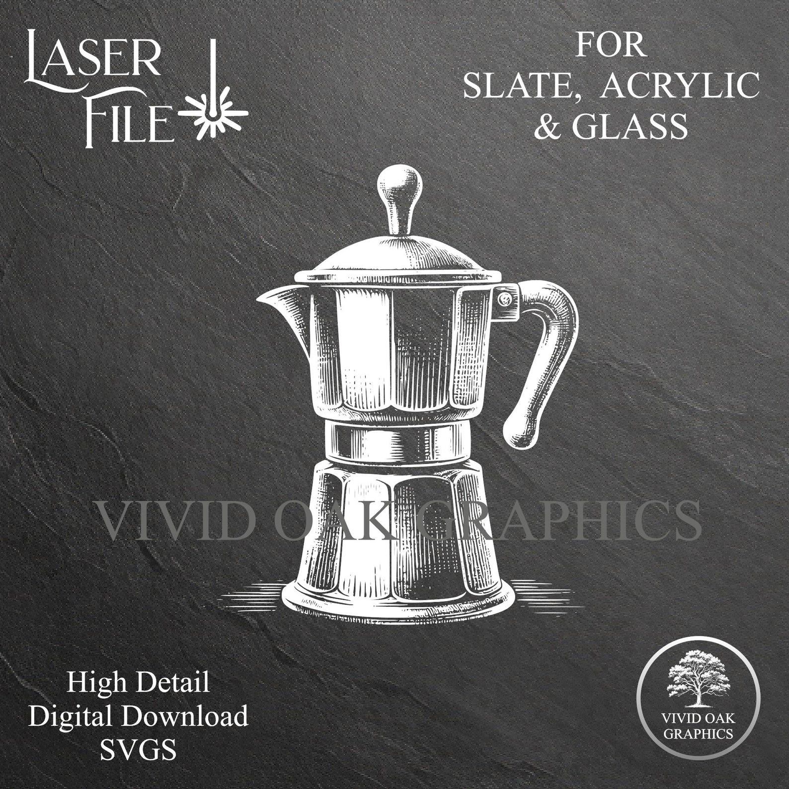 Coffee SVG Laser Engrave Files: Slate, Acrylic, Glass (digital Download ...