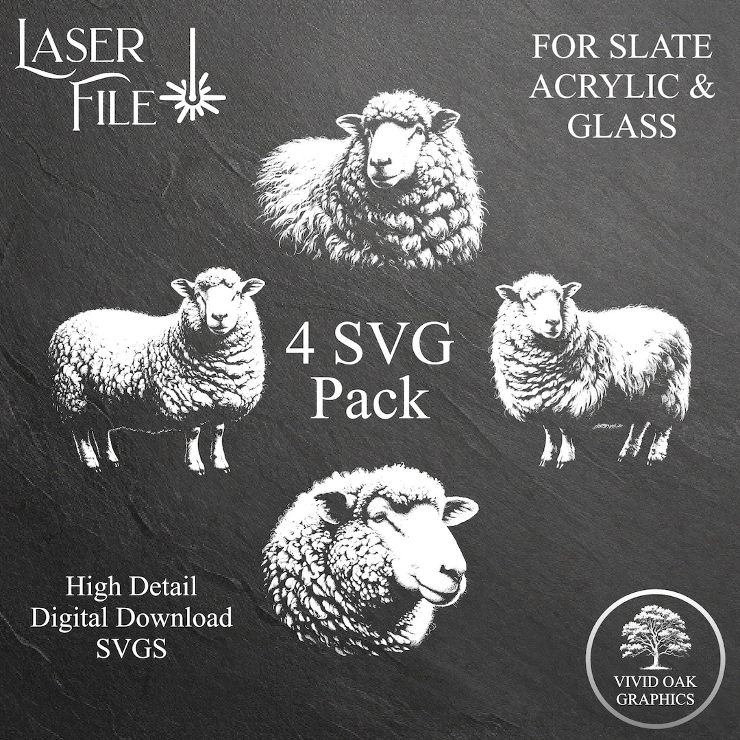 Sheep Bundle - 4 SLATE Engrave Files, SVG Instant Digital Download ...