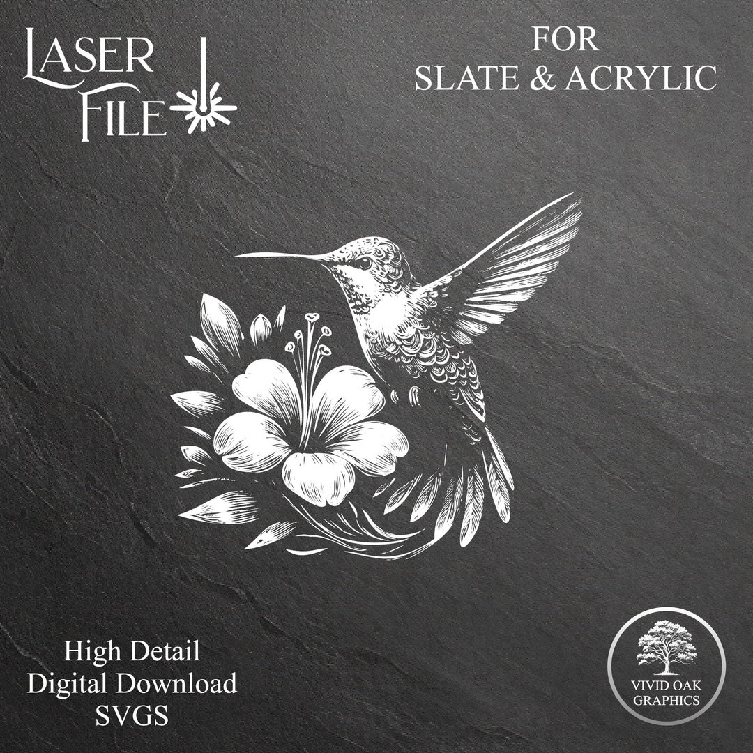 Hummingbird SVG Laser File: Slate & Acrylic Engrave (digital Download ...