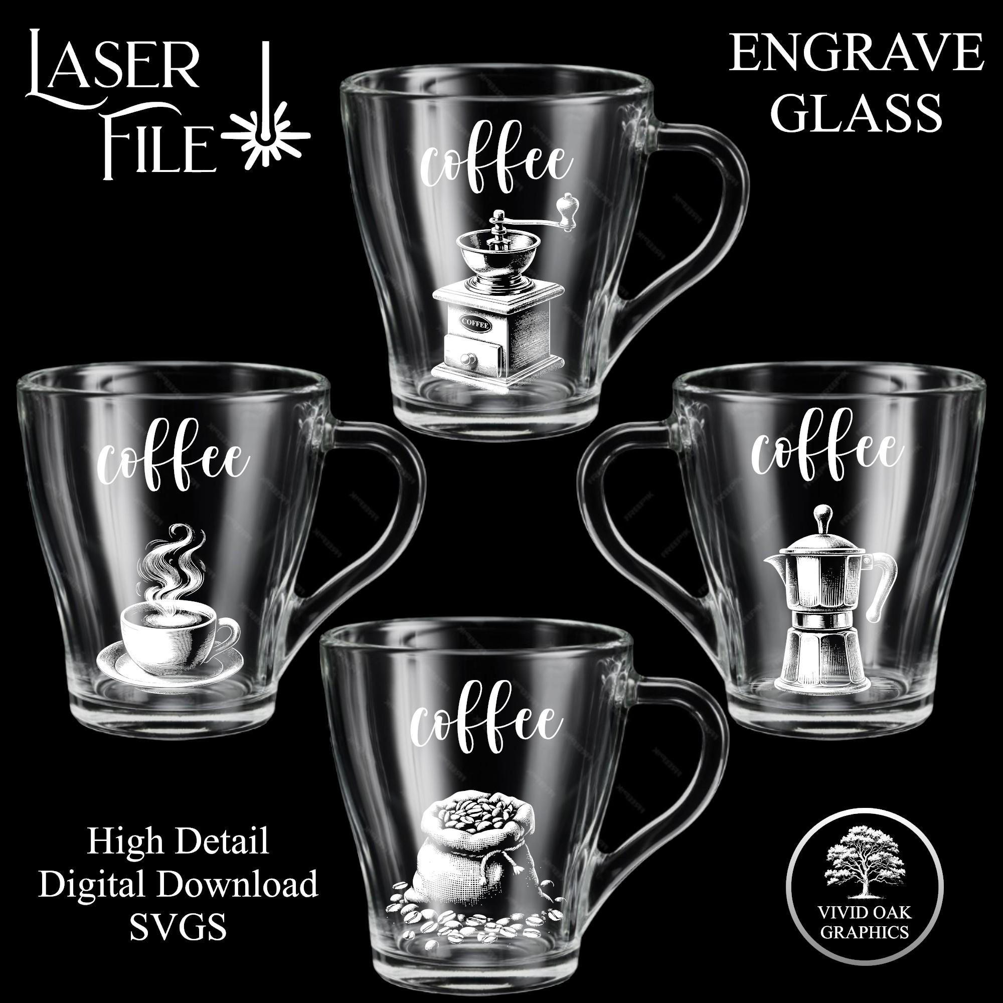 Coffee SVG Laser Engrave Files: Slate, Acrylic, Glass (digital Download ...